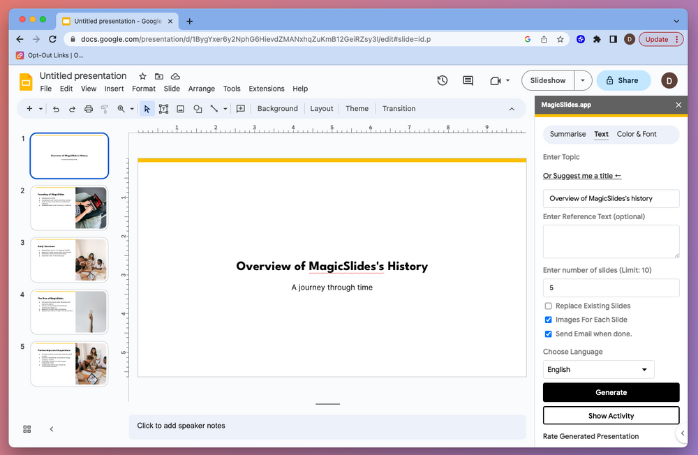 MagicSlides — як перетворити YouTube відео у презентацію?