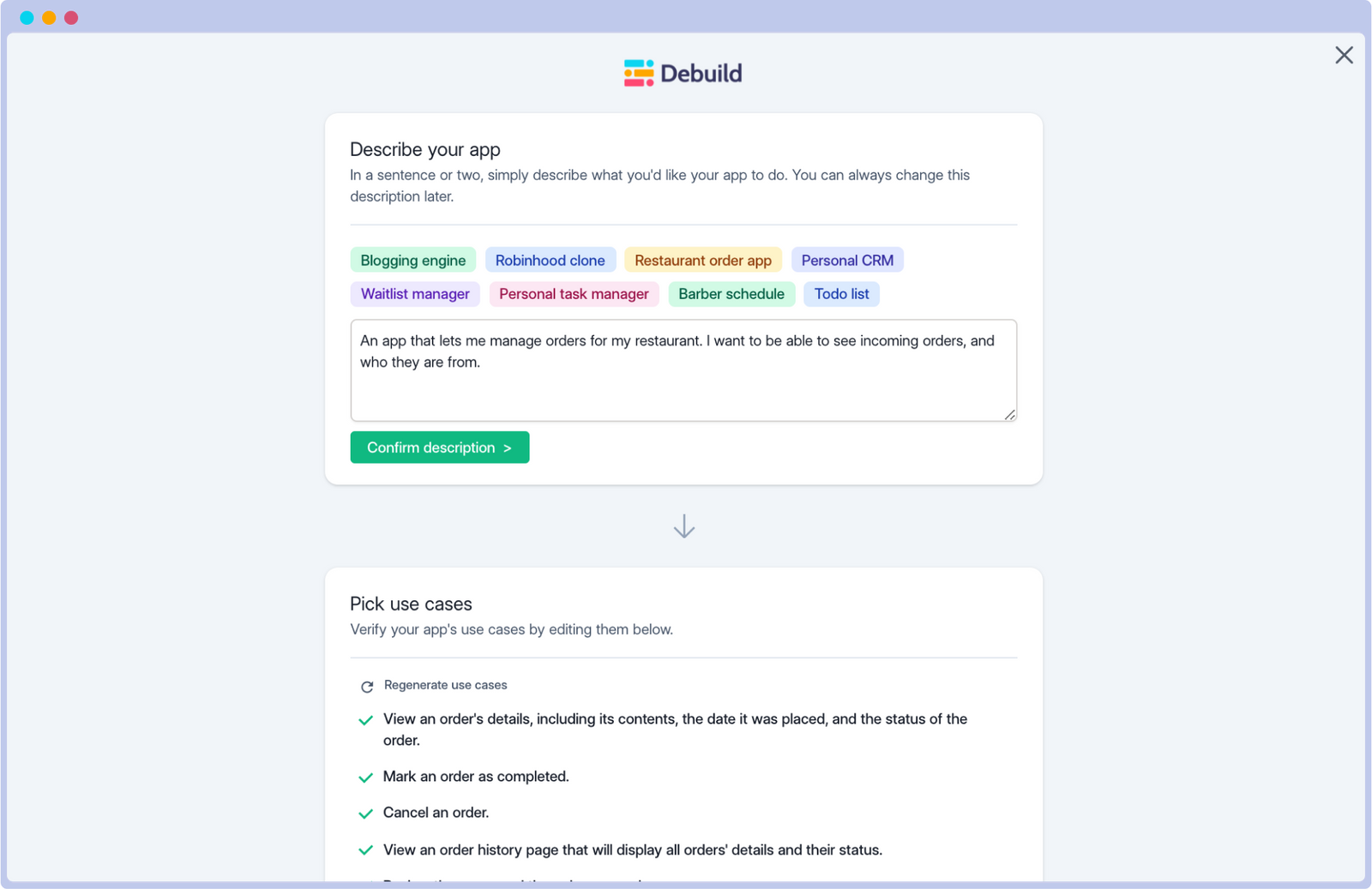 Debuild — AI інструмент для генерації коду та інтерфейсу додатка