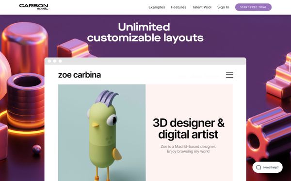 Carbonemade - сервис для создания онлайн портфолио
