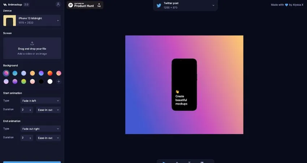Animockup – інструмент для створення анімованих мокапів