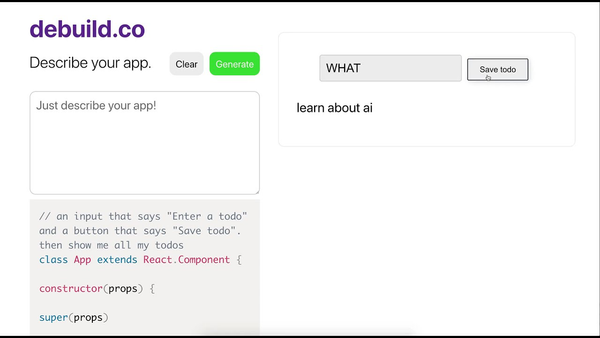Debuild — AI інструмент для генерації коду та інтерфейсу додатка