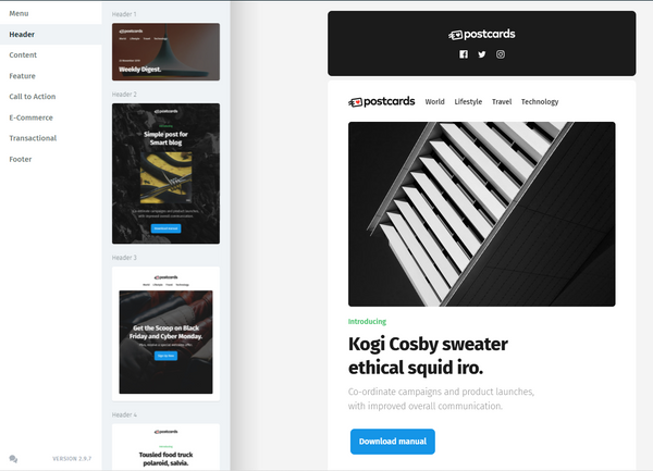 Designmodo Postcards — AI інструмент для створення дизайну електронних листів
